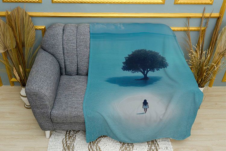 Плед з 3D принтом Дівчина на острові. The girl on the island купити в Києві та Україні в ...